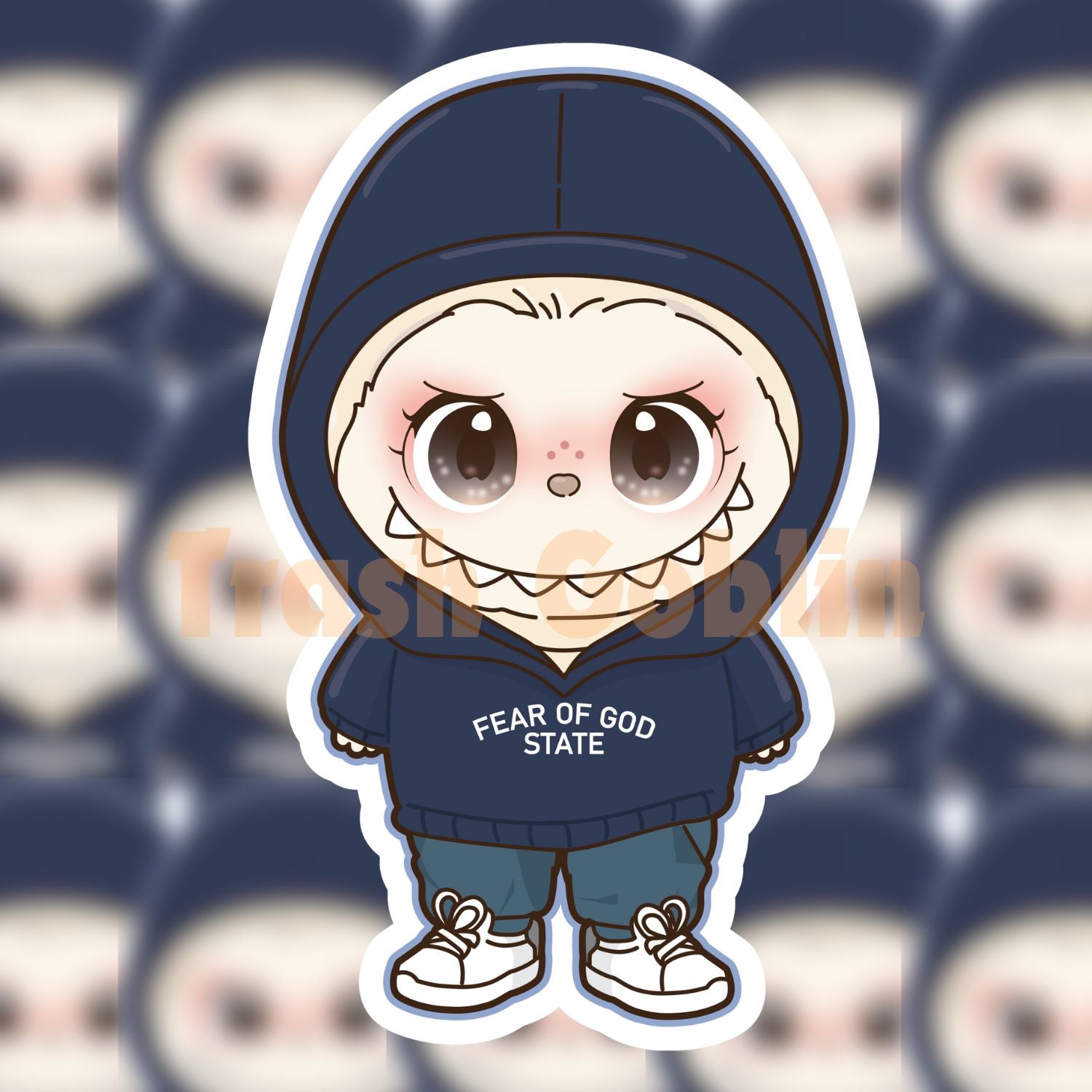 Hoodie Labubu Vinyl Sticker | Trash Goblin Stickers